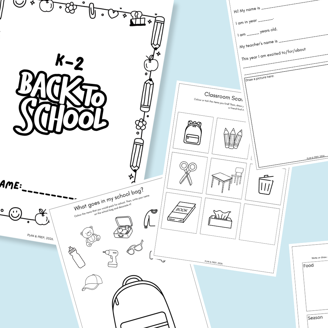 K-2 Back To School Booklet - PLAN & PREP